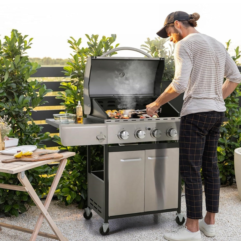 Outdoor Gas Grill on Sale with 4 x 8000 BTU Burners and Side Burner ...