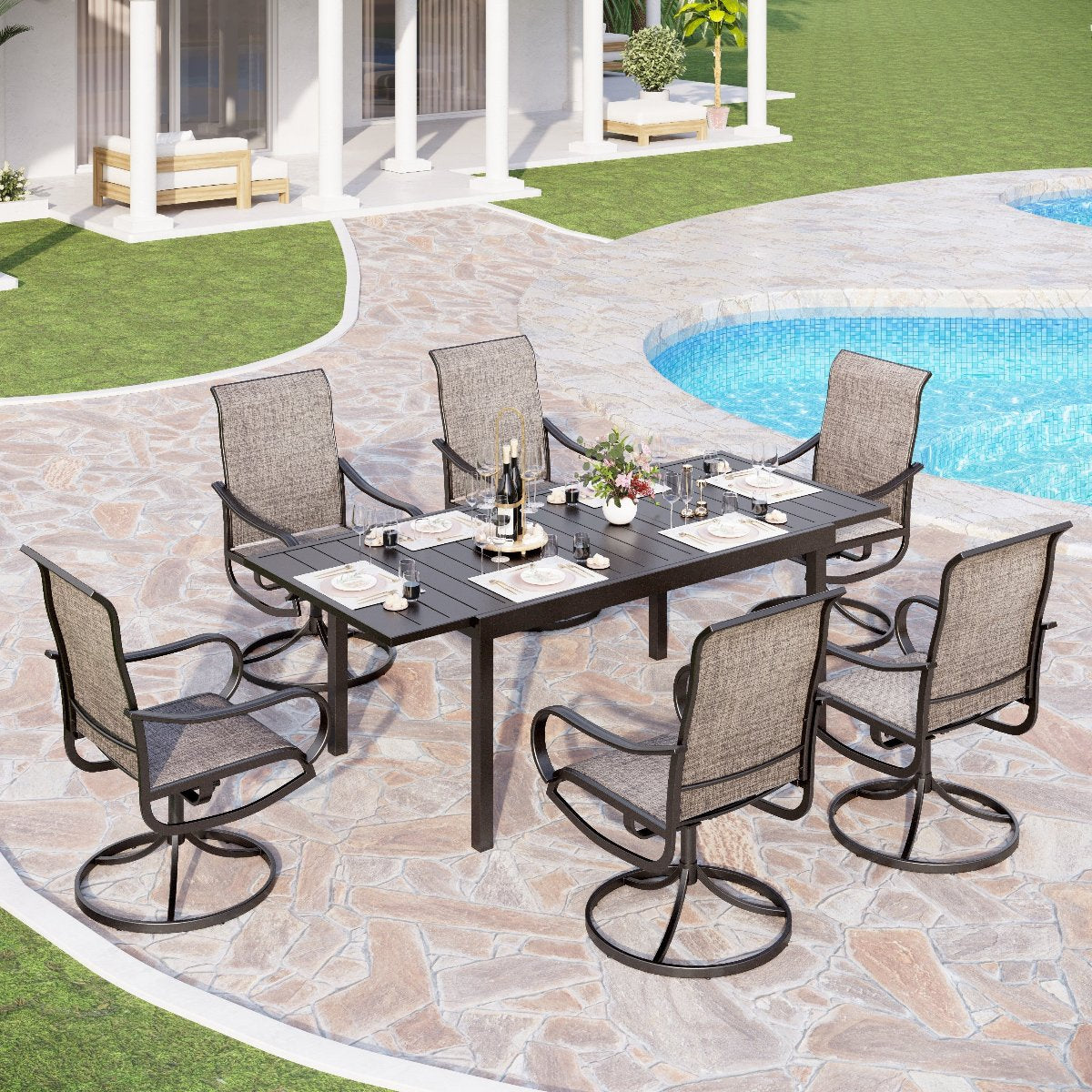 Garden dining set adjustable table store