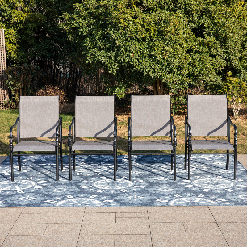Patio Textilene Dining Chairs Set for Lawn, Front Porch PHI VILLA