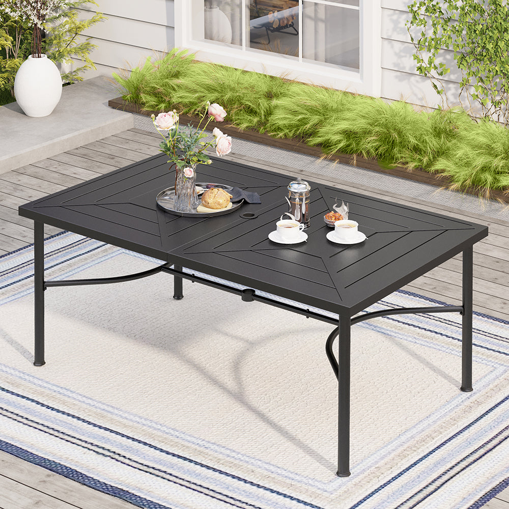 Phi Villa Patterned Outdoor Metal Rectangle Dining Table