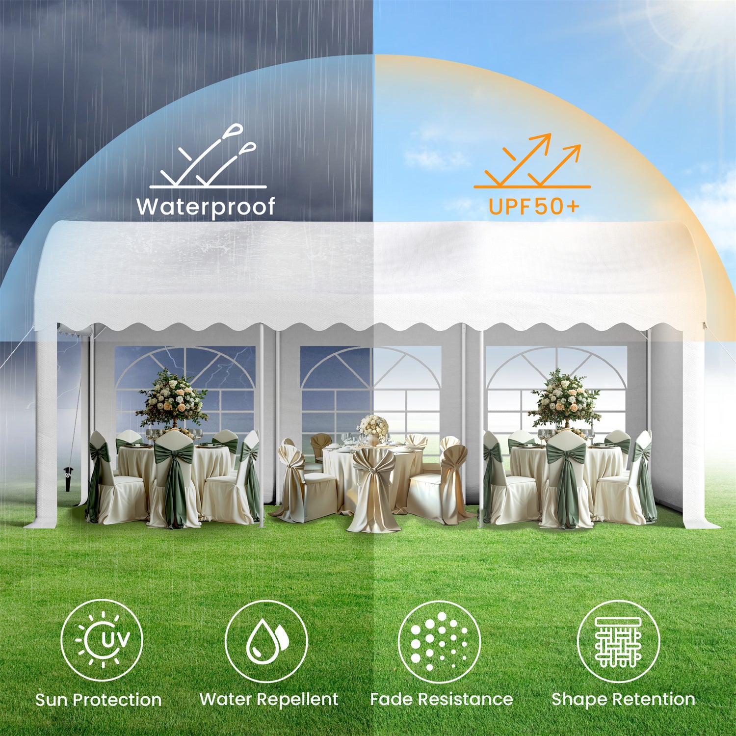 PHI VILLA 20'x10' Patio Heavy Duty Party Tent Large Canopy with Remova