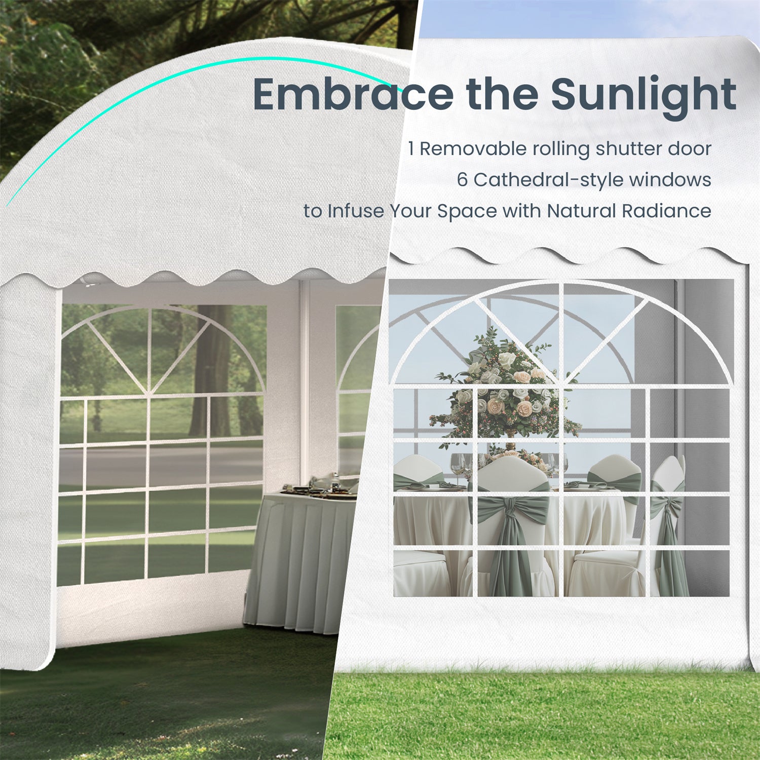 PHI VILLA 20'x10' Patio Heavy Duty Party Tent Large Canopy with Remova