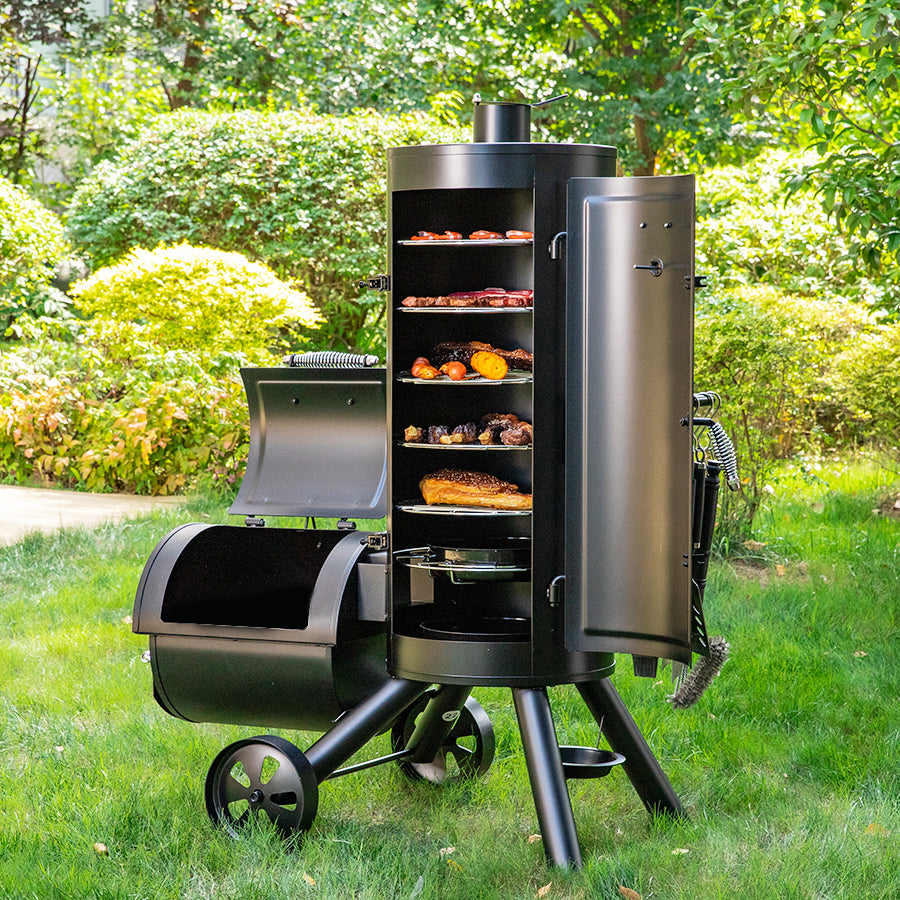 Captiva Designs Heavy-Duty Vertical Offset Charcoal Patio Smoker