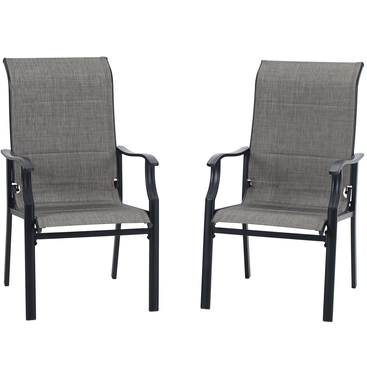 PHI VILLA Padded Textilene Patio Dining Armchairs, Set of 2